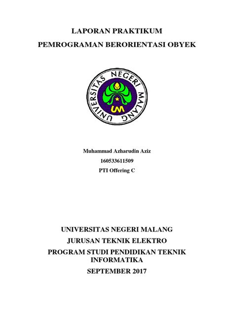 Laporan Pemrograman Berbasis Obyek Pengenalan Class Object Dan