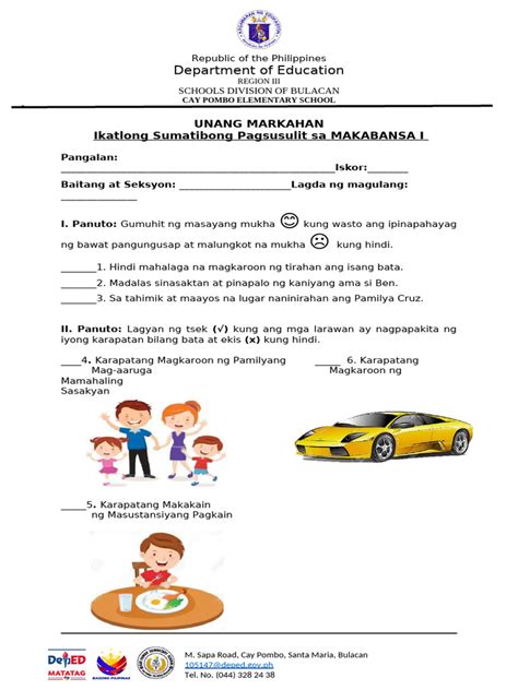 Q1 3rd Summative Test Makabansa Pdf