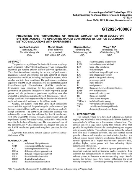 Pdf Predicting The Performance Of Turbine Exhaust Diffuser Collector