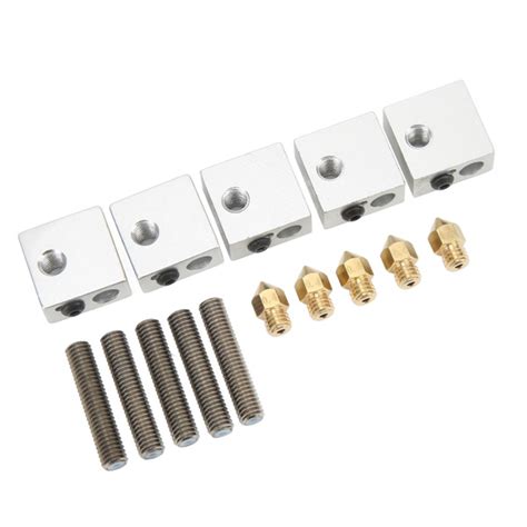 15 Pcs 3d Printer Hotend Kit Stainless Steel Tube Brass Nozzle Heating