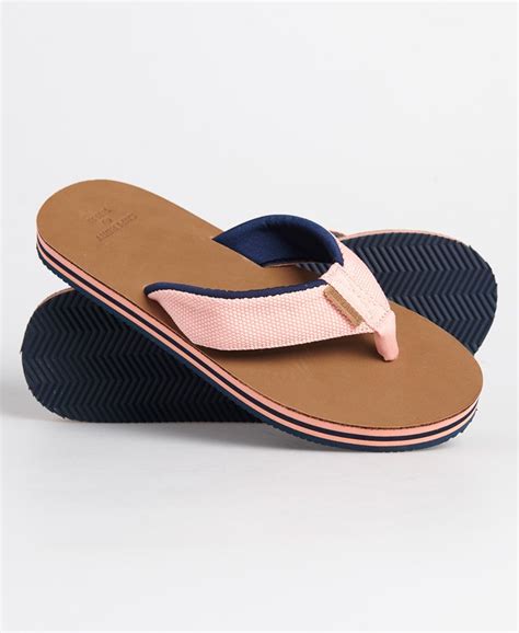Womens Surf Leather Flip Flops In Chalky Coral Superdry
