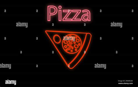 Pizza Logo Emblem Pizza Neon Sign Bright Signboard Light Banner