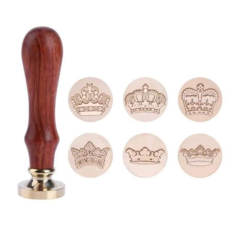Wax Seal 6 Crown Designs Wooden Handle And Brass Stamp Head Waxsealstore