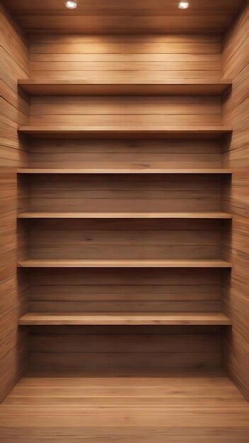 Premium Photo Wooden Shelf Product Background