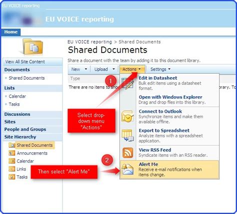 Sharepoint For Dummies How To Create A New Alert In Sharepoint