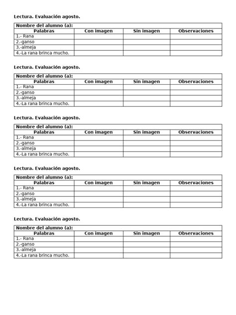 Lectura Evaluación Septiembre Tablitas Pdf