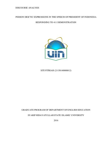 Pdf Person Deictic Expressions In The Speech Of President Of