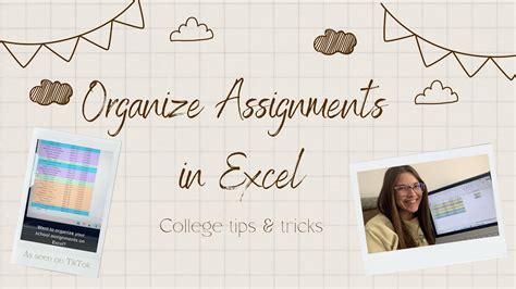 Organize Assignments In Excel College Tips And Tricks Youtube