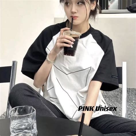 Áo Thun Phông Raglan Logo Tay Nam Nữ Pink Tay Lỡ Form Rộng NgÔi Sao
