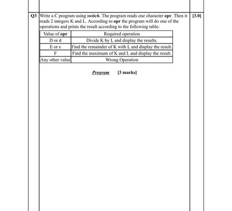 Solved Q3 Write A C Program Using Switch The Program Reads