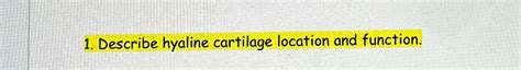 Solved Describe Hyaline Cartilage Location And Function