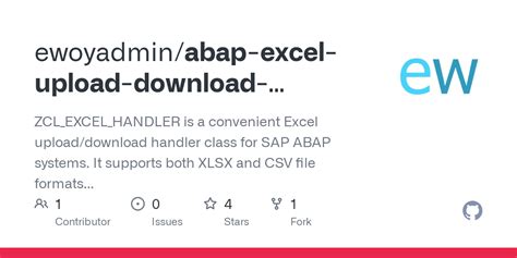 github ewoyadmin abap excel upload download handler zcl excel