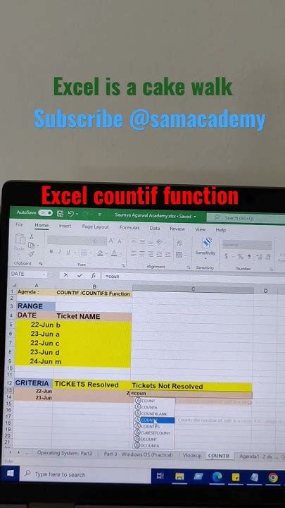 Countif Excel Ytshort Shortvideo Shortsfeed Subscribe Samacademy21 Youtube