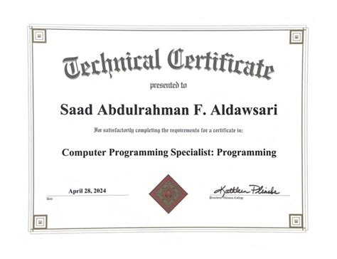 Saad Aldawsari On Linkedin Proud To Have Earned My Computer Programming Specialist Programming
