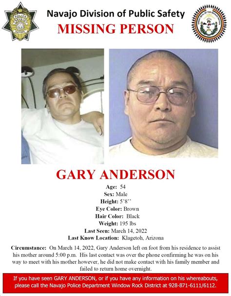 Navajo Police Ask For Publics Help In Locating Missing Man