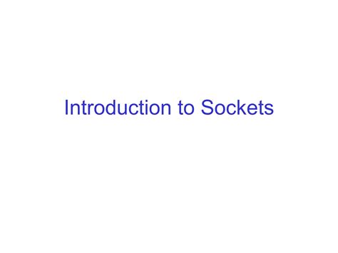 Introduction To Sockets In Computer Networks Dept Of Cseppt