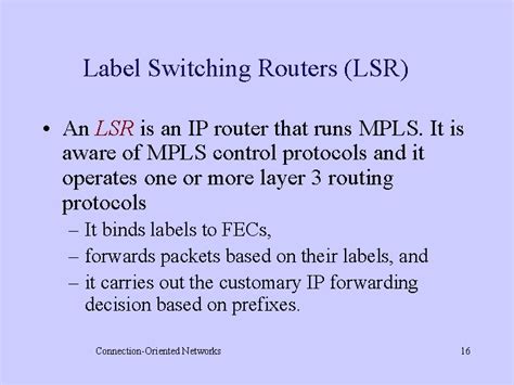 Chapter 6 The Multiprotocol Label Switching Architecture Topics