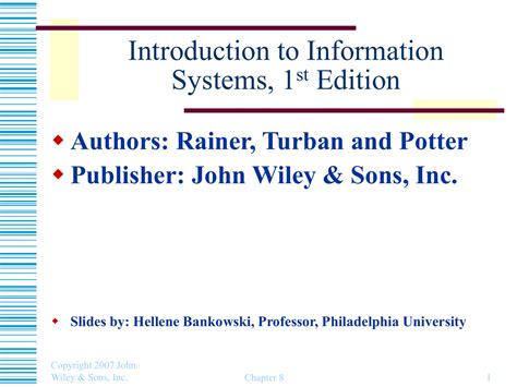 Chapter 8 From Introduction To Information Systems
