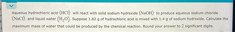 Solved Aqueous Hydrochloric Acid Hcl ﻿will React With