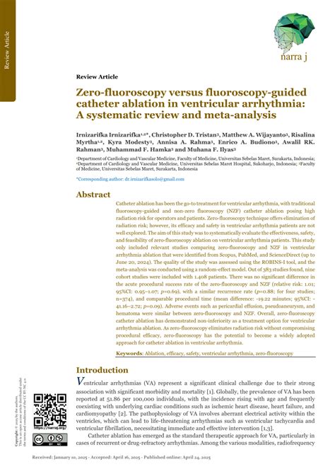Pdf Zero Fluoroscopy Versus Fluoroscopy Guided Catheter Ablation In
