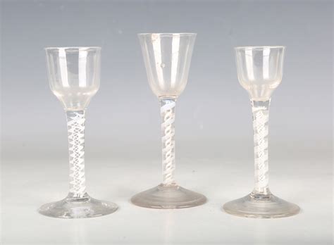 A Double Series Opaque Twist Stem Wine Glass Circa 1770 The Rounded