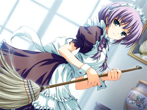 Akatsuki No Goei Game Cg Gray Hair Green Eyes Maid Syangrila Tomose