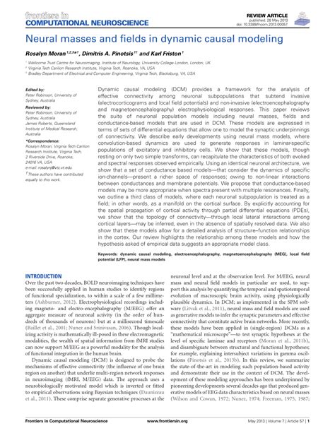 Pdf Neural Masses And Fields In Dynamic Causal Modelling