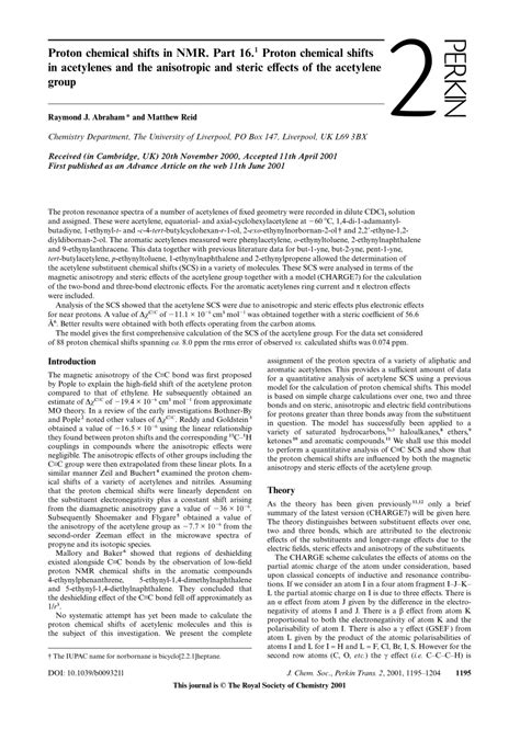 PDF Proton Chemical Shifts In NMR Part 16 1 Proton Chemical Shifts In Acetylenes And The