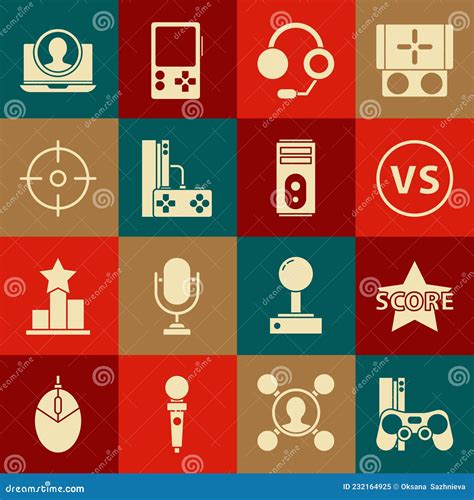 Set Game Console With Joystick Star Vs Versus Battle Headphones Target Sport Create Account