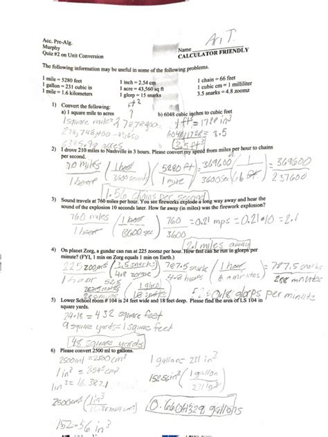 Conversions Quiz 2 Pdf
