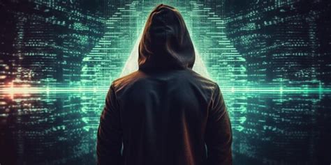 Premium Photo Hacker In The Black Hood In The Server Room