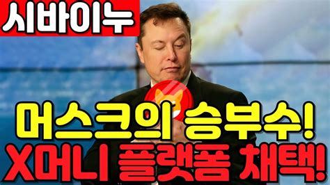 시바이누코인 일론머스크의 승부수 X머니 플랫폼 신사업 시바이누 토큰 채택 2025년 대장코인이 될수밖에 없는 이유 Youtube