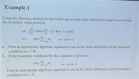 Example Using The Shooting Method For The Following Chegg