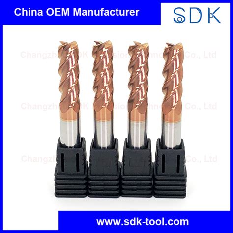 HRC60 High Quality 4 Flute Tungsten Carbide Flat End Mills CNC Machine Center With Bronze Nano