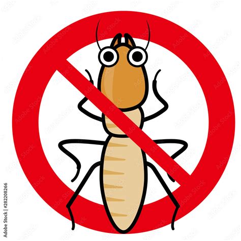 擬人化した昆虫のイラスト・害虫 禁止マーク アイコン｜シロアリ・白蟻のイラスト・キャラクター Stock Vector Adobe Stock