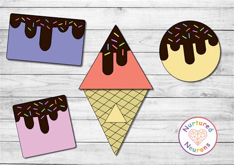 Printable Ice Cream Shape Matching Game Summer Activity Nurtured Neurons