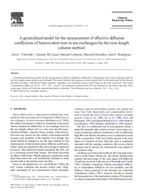 Pdf A Generalized Model For The Measurement Of Effective Diffusion