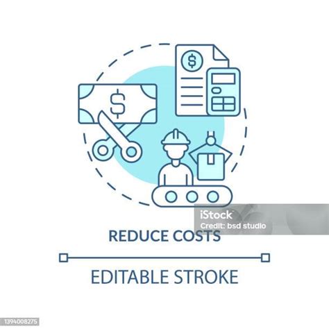 비용 절감 청록색 개념 아이콘 감소에 대한 스톡 벡터 아트 및 기타 이미지 감소 개념 결심 Istock