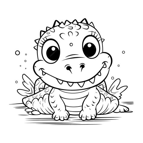 Lindo Bebé Dinosaurio Ilustración Vectorial Libro Para Colorear Para