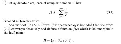 Solved 3 Let Aj Denote A Sequence Of Complex Numbers Then