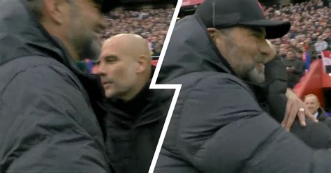 Mutual Respect Klopp And Guardiola Share Warm Hug Before Kick Off