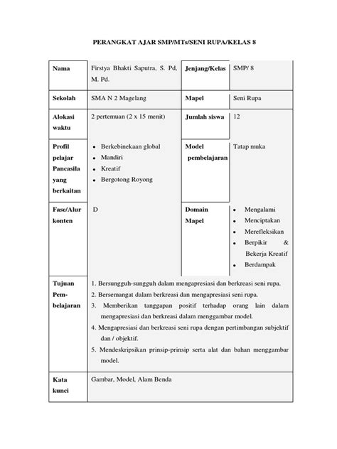 Rpp Gambar Model Pdf