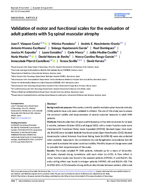 Pdf Validation Of Motor And Functional Scales For The Evaluation Of