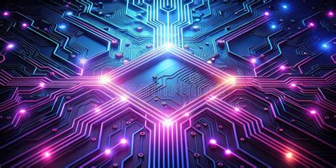 abstract futuristic circuit board with illuminated pathways and nodes