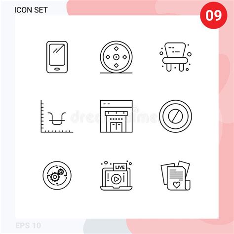 Pack Of 9 Creative Outlines Of Store Marketing Target Graph