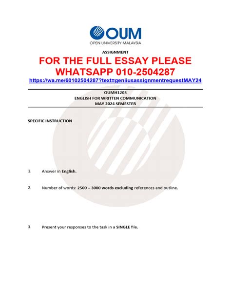 Oumh1203 English For Written Communication Pdf Essays Human
