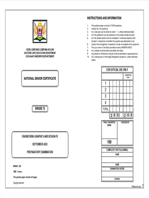 Egd P2 Qp Sept2023 Eng Pdf Technical Drawing Steel