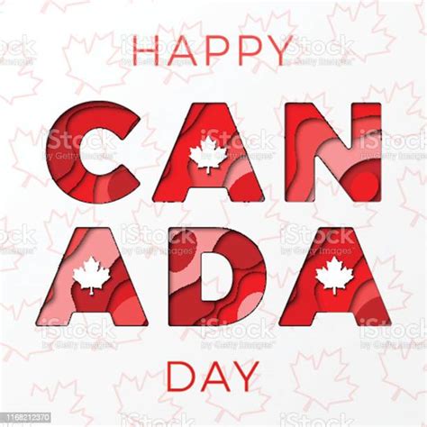 행복 한 캐나다 일 배너 디자인 레이아웃 종이 컷 다채로운 레이어 텍스트입니다 인사말 카드 포스터 초대장 브로셔에 대한 벡터
