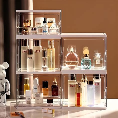 Modern Led Makeup Display Stand With Illuminated Acrylic Shelf Modern