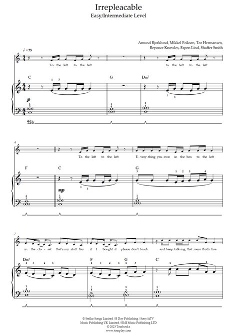 Irreplaceable Easy Intermediate Level Solo Piano Beyoncé Piano
